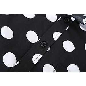 Men's Regular-Fit Short Sleeve Dress Shirt Premium Polka Dot Prints Button Down Casual Cotton Shirts for Men