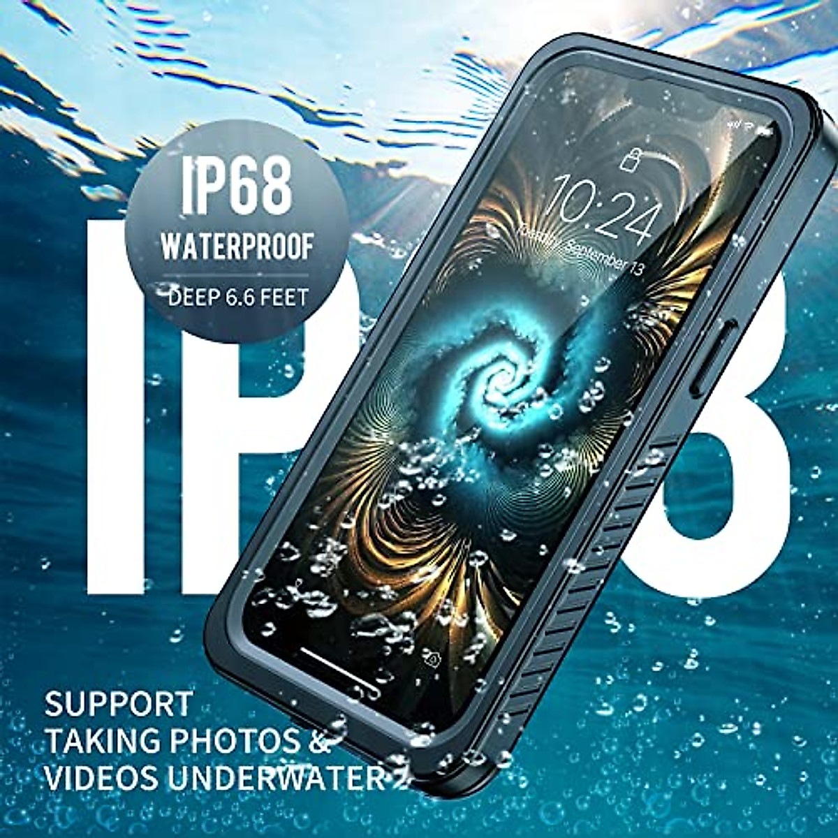 Nineasy Compatible with iPhone 13 Case Waterproof, 360° Full Body Protection Built-in Screen Protector Heavy Duty Cover IP68 Underwater Shockproof Daily-Use Phone Case for iPhone 13 6.1” 5G 2021