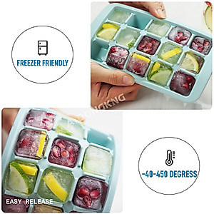 Ice Cube Trays Silicone, Ice Molds with Lid, Making 15 Giant Ice Cubes for Whiskey Cocktails and Bourbon, Reusable and BPA Free