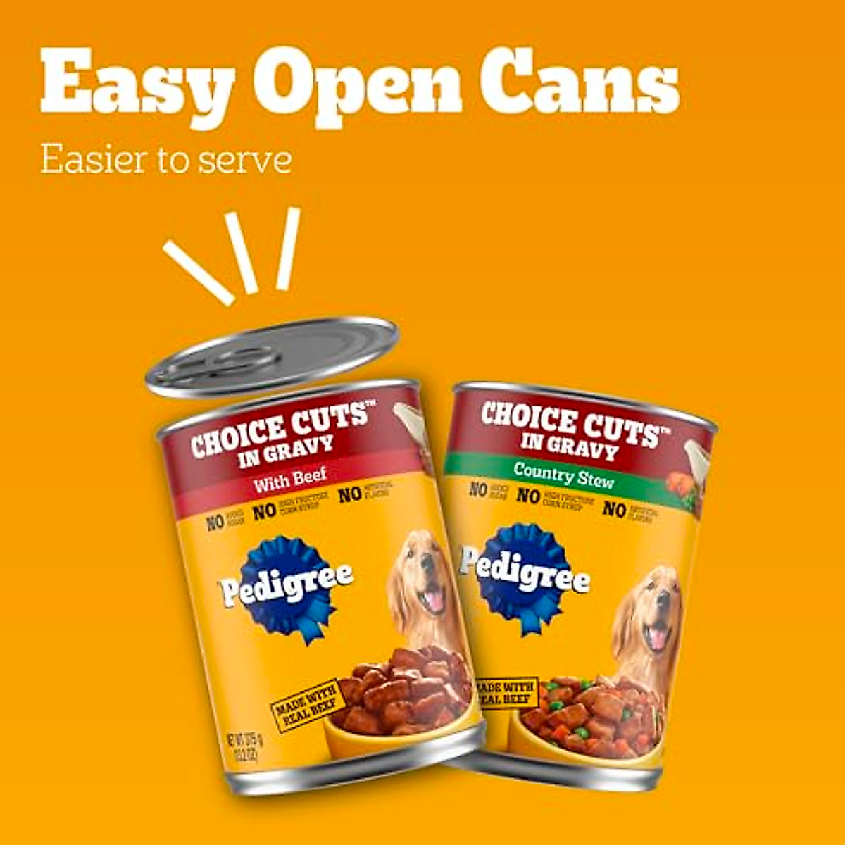 PEDIGREE CHOICE CUTS IN GRAVY Adult Canned Soft Wet Dog Food Variety Pack, with Beef and Country Stew, 13.2 oz. Cans (Pack of 12)