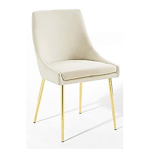 Modway Viscount Performance Velvet Dining Chairs - Set of 2, Gold Ivory