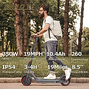 Electric Scooter for Adults Teens,350W Electric Scooter Up to 19MPH & 19-21Miles Range Sport Foldable Scooter Double Braking Electric Scooters for Commuter,8.5" Tires Electric Scooter for Adults
