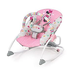 Bright Starts Disney Baby Minnie Mouse Infant to Toddler Rocker with Vibrations and Removable-Toy Bar - Forever Besties, Newborn +