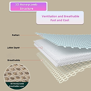 Foldabl Summer Mattress, Double-Sided Home Quick Cooling Textile Rattan Mat Soft Latex on The Back Summer Bed Cover (King)