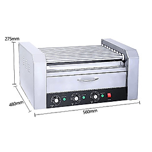 TREEYX Hot Dog Roller Warmers Grill Cooker Machine,Commercial 11 Non-Stick Rollers Bun Warmers Hot Dog Sausage Griller for Household