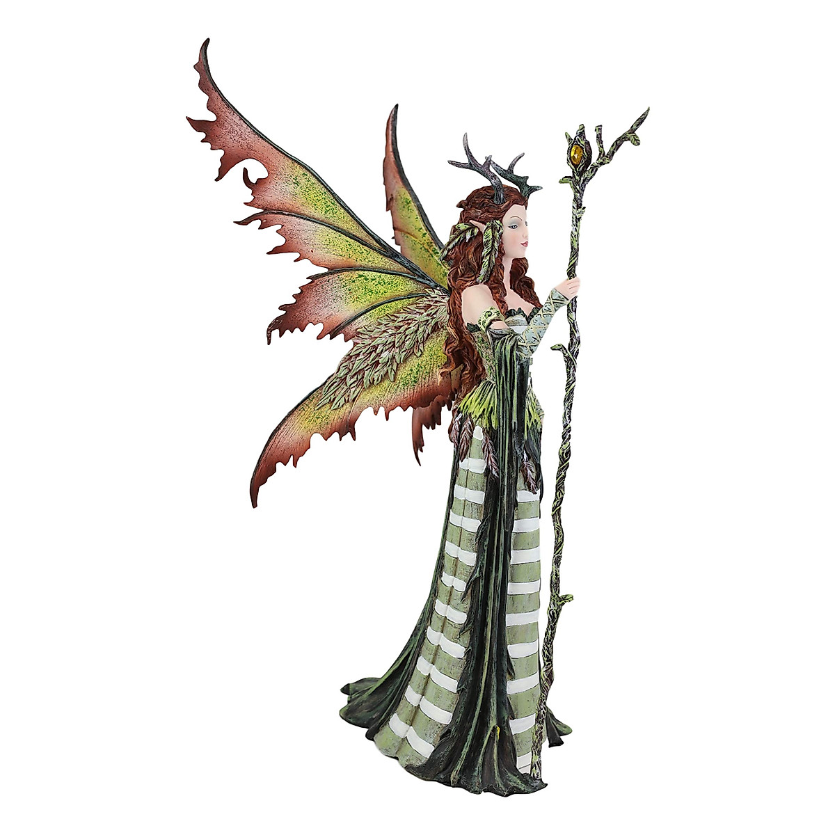 Ebros Whimsical Forest Tree Ent Greenwoman Dryad Fairy with Merlin's Staff and Crown of Branches Statue 19" Tall by Amy Brown Garden FAE Pixies Fairies Whimsical Fantasy Figurine Decor