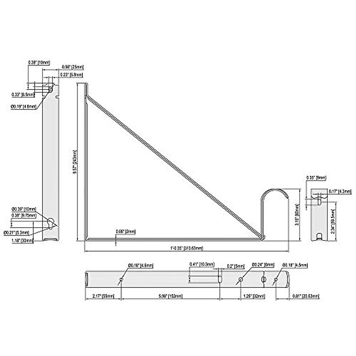 HOME MASTER HARDWARE Heavy Duty Closet Shelf & Rod Brackets, Wall Mounted Closet Shelves Bracket with Rod Shelving Support, White with Screws 10-Pack