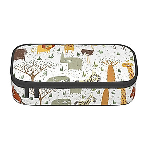 QICENIT Cute Animals Large Capacity Pencil Case for Women Men Pen Pouch Pencil Box Double Zipper Stationery Bag with Compartments