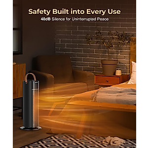 Space Heater, 12ft/s Electric Heater with Thermostat, 18 Inch Portable Heater with 70°Oscillation, Overheating & Tip-Over Protection, Fast Safety Heat for Home, Bedroom