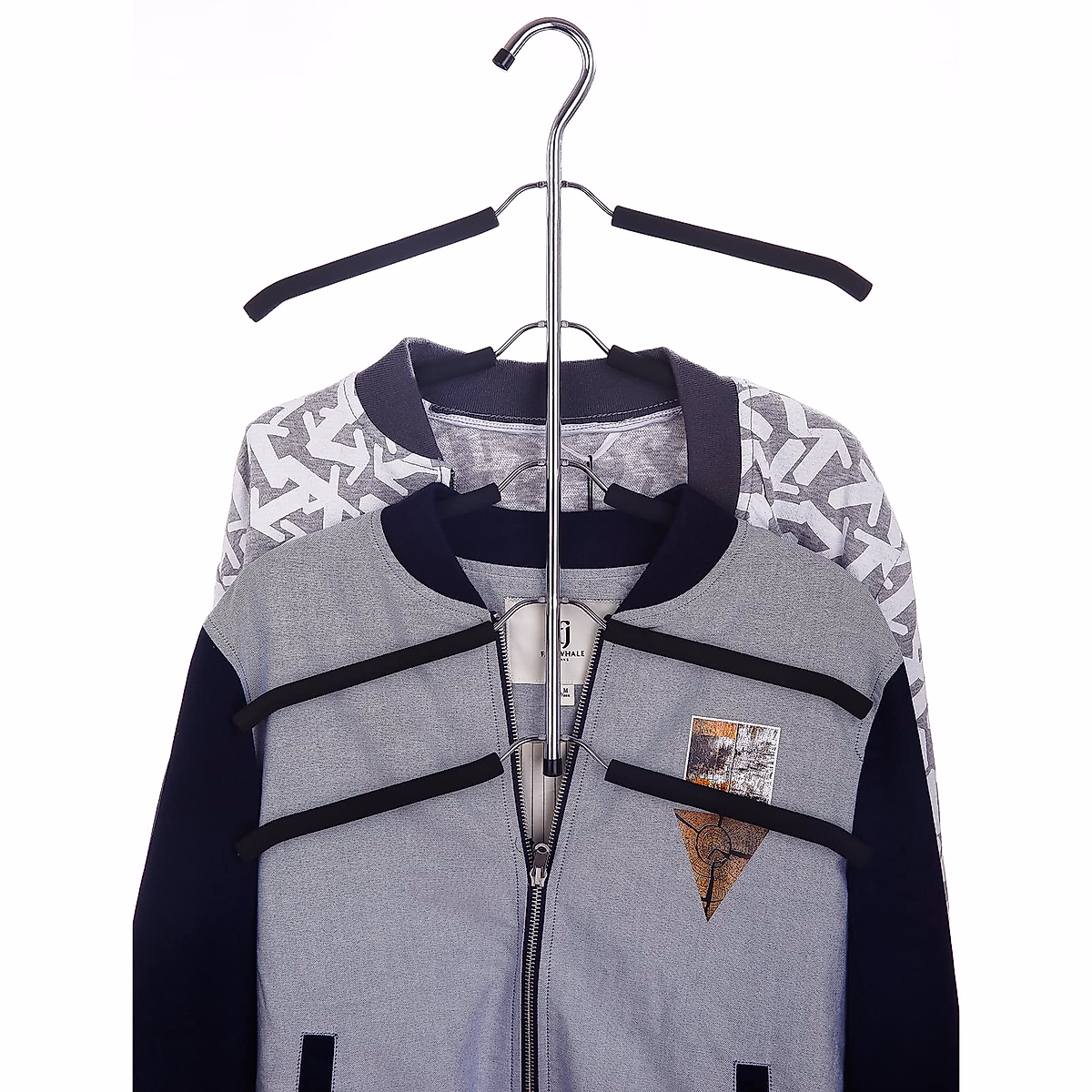 3 Pack 5 in 1 Space Saving Clothes Hangers Chrome and Foam Blouse Tree Hangers Multi Layers Clothes Rack Non Slip Stainless Steel Shirt Hangers Coats Hangers Closet Storage Organizer(White)