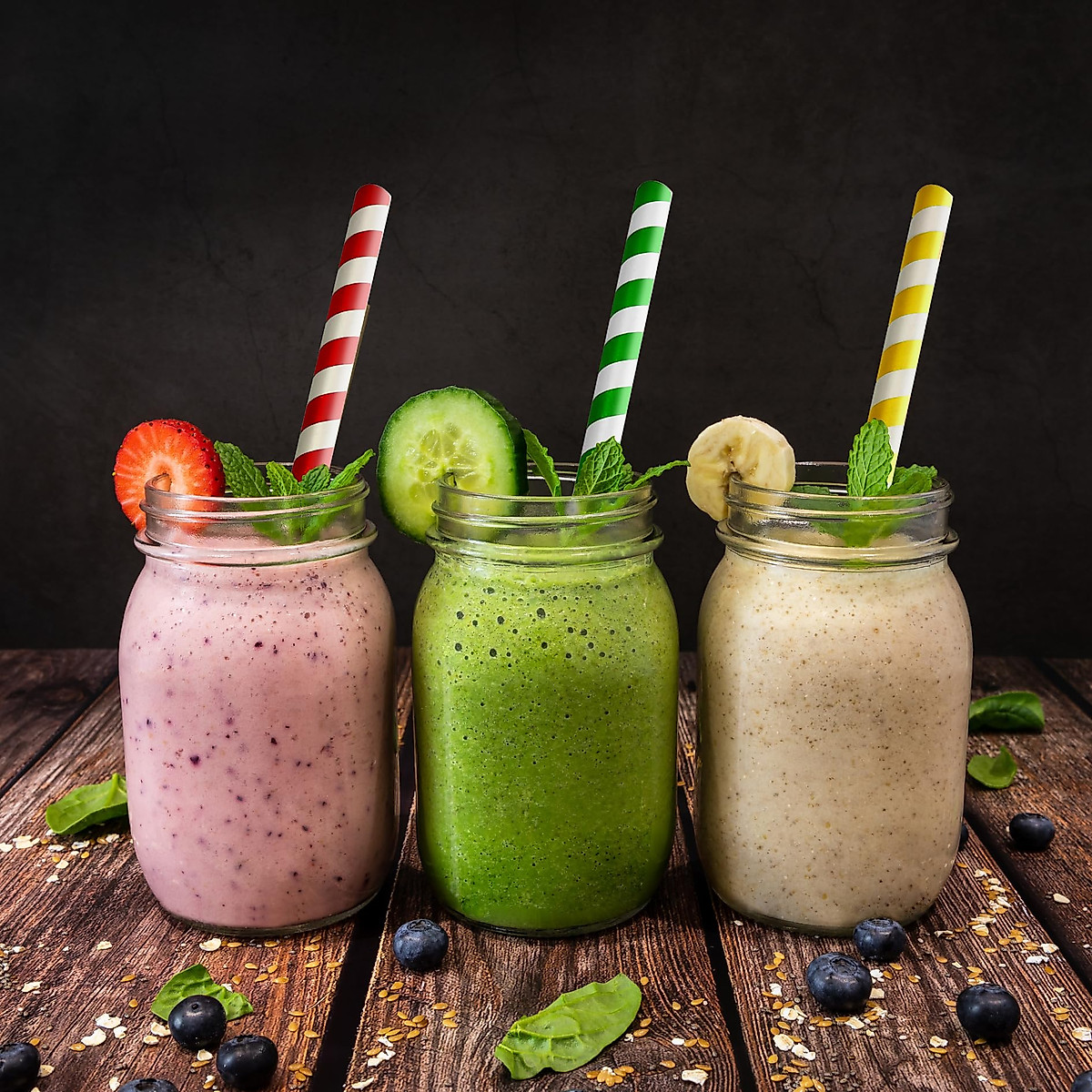 Naturalik 100-Pack Extra Durable Paper Straws Biodegradable (Multicolor, 100pc)