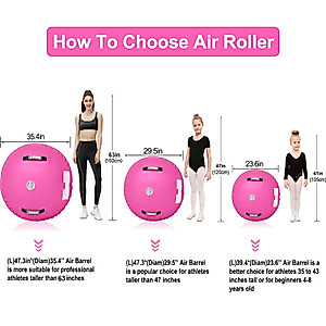 AWSUM 3.3ft L x 2ft Diam Air Roller Tumbling Mat Barrel Backbend Trainer for Gym Inflatable Gymnastics equipment with Electric Pump