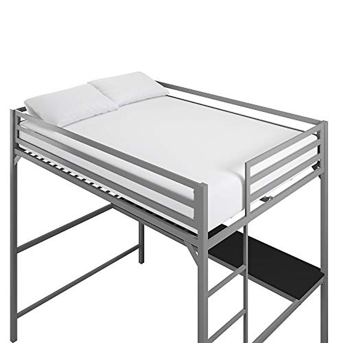DHP Miles Metal Full Loft Bed with Desk, Silver