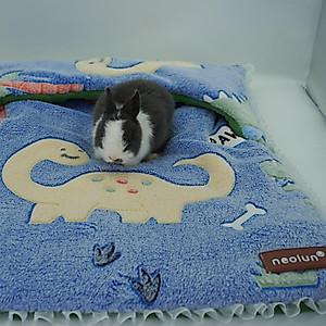 neolun Rabbit Bunny Bed Guinea Pig Bed Noctilucent Mats Plush Bunny Pad Mats Small Animal Dog Cat Bed Dog Crate Kennel Pad Mat Hamster Cozy Dog Bed Mat for Small Animal(Blue)
