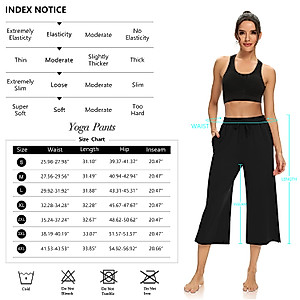 DIBAOLONG Womens Capri Pants Loose Yoga Pants Wide Leg Drawstring Comfy Lounge Pajama Capris Sweatpants with Pockets Black L