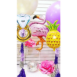 JeVenis Set of 3 Flamingo Balloons Pineapple Balloons Ring Balloon Flamingo Bachelorette Decoration Beach Bach Balloons Flamingo Engagement Party Decor Tropical Bridal Shower Decoration Final Flamingle Decoration