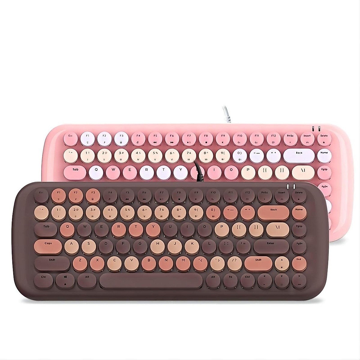 Mechanical Keyboard Wired 84 Keys Gaming Keyboard Mixed Color Retro Round Keycaps Keyboard for PC Gamer/Office/Home ​Computer (Color: Chocolate/Cherry Blossom Pink) (Color : Chocolate)