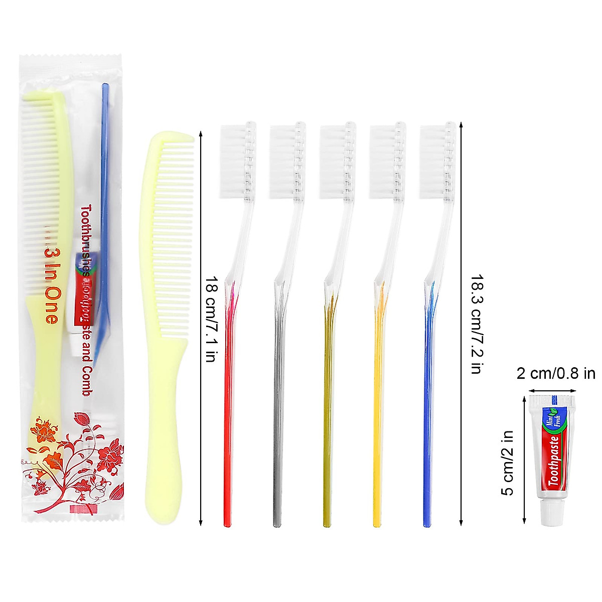 Xuezoioy Travel Toothbrushes Kit,25 Pack Individually Wrapped Disposable Toothbrushes with Toothpaste and Hair Combs Travel Toothbrush Set for Homeless,Hotel