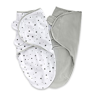 Ely's & Co. Adjustable Swaddles for Newborn, Baby Swaddles 0-3 Months, Velcro Swaddle Sack for Baby Girl/Boy, 2 Pack (Grey Star)