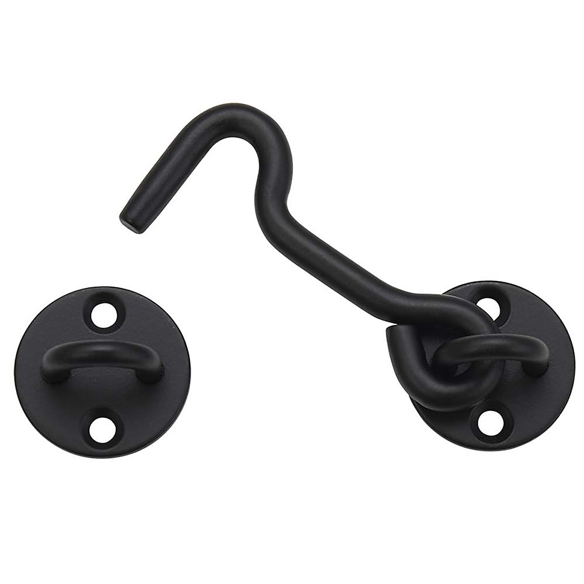 Raswik 4” Privacy Hook and Eye Latch Easy Lock for Barn Door, Black