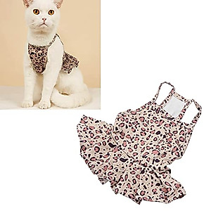 Pet Suspender Dress, Dog Dress Printed Sleeveless Clothes Puppy Vest Summer Leopard Print Dresses for Small Medium Dogs Cat Costume L
