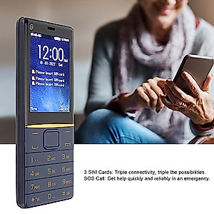 S475 2G Senior Cellphone, Unlocked Cellphone for Seniors, 2.4in Screen, 3 SIM Cards, Long Standby, Clear Sound, SOS Function, Multiple Functions, Easy to Use (US Plug 100-240V)