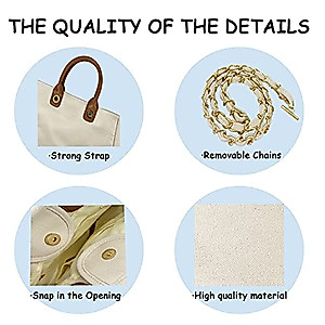 Hidora Women Canvas Handbag Purses Large Capacity Shoulder Bag For Ladies Daily Tote Bag（Beige）