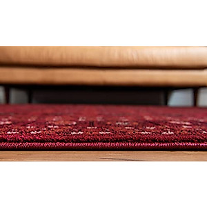 Rugs.com Bokhara Collection Rug – 6' x 9' Red Low Rug Perfect for Bedrooms, Dining Rooms, Living Rooms