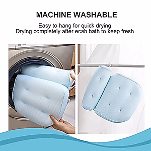 Idle Hippo Bath Pillow, Tencel Spa Bathtub Pillow, Ultra Soft Bath Pillows for Tub Neck and Back Support, Quick Dry Bath Tub Pillow Headrest for Bathtub, Machine Wash - Light Blue