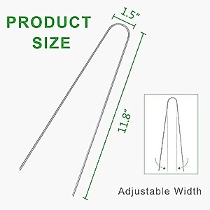 GROWNEER 50 Packs 12 Inches Heavy Duty 11 Gauge Galvanized Steel Garden Stakes U-Shaped Staples Securing Pegs for Securing Weed Fabric Landscape Fabric Netting Ground Sheets and Fleece