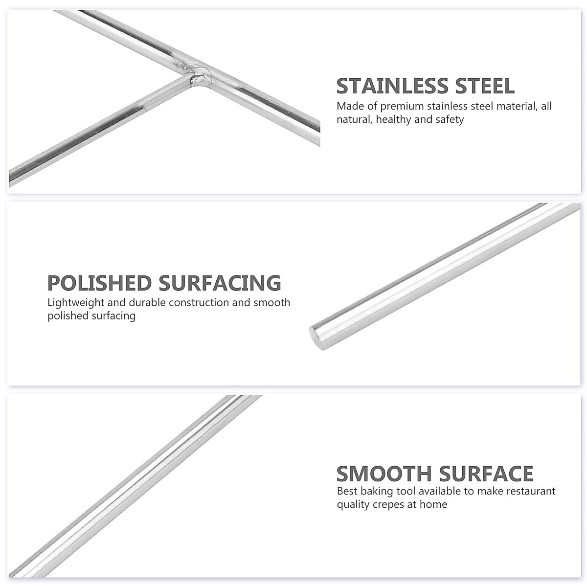 DOITOOL Crepe Pan Nonstick Stainless Steel Crepe Spreader T Shape Pancake Crepe Maker Batter Scraper Tool Dough Distributor Rake Baking Spatulas Sticks Kitchen Tools L Batter Spreader