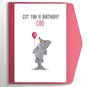 Ulbeelol Cod Fish Themed Funny Birthday Card - GOT YOU A BIRTHDAY COD, Happy Birthday Card