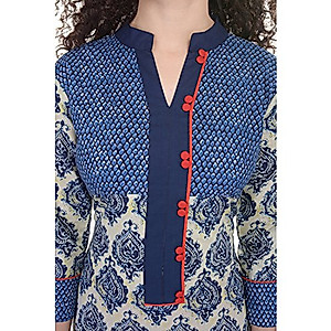 Chichi Indian Women's Printed Cotton Kurti Multi-Colored Top By Chichi