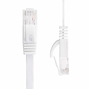 Cat 6 Ethernet Cable 15 ft, Outdoor&Indoor 10Gbps Support Cat7 Network, Flat Internet RJ45 LAN Patch Cords, Solid Cat6 High Speed Computer Wire with Clips for Router, Modem, PS4/5, Xbox, Gaming, White