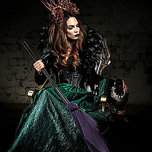 Veemoon Halloween Witch Flying Broom Mesh Tulle Removable Handle Witch Broom Masquerade Show Dress Up Wonder Broom Witch Broom for Halloween Cosplay Party (Random Colour)