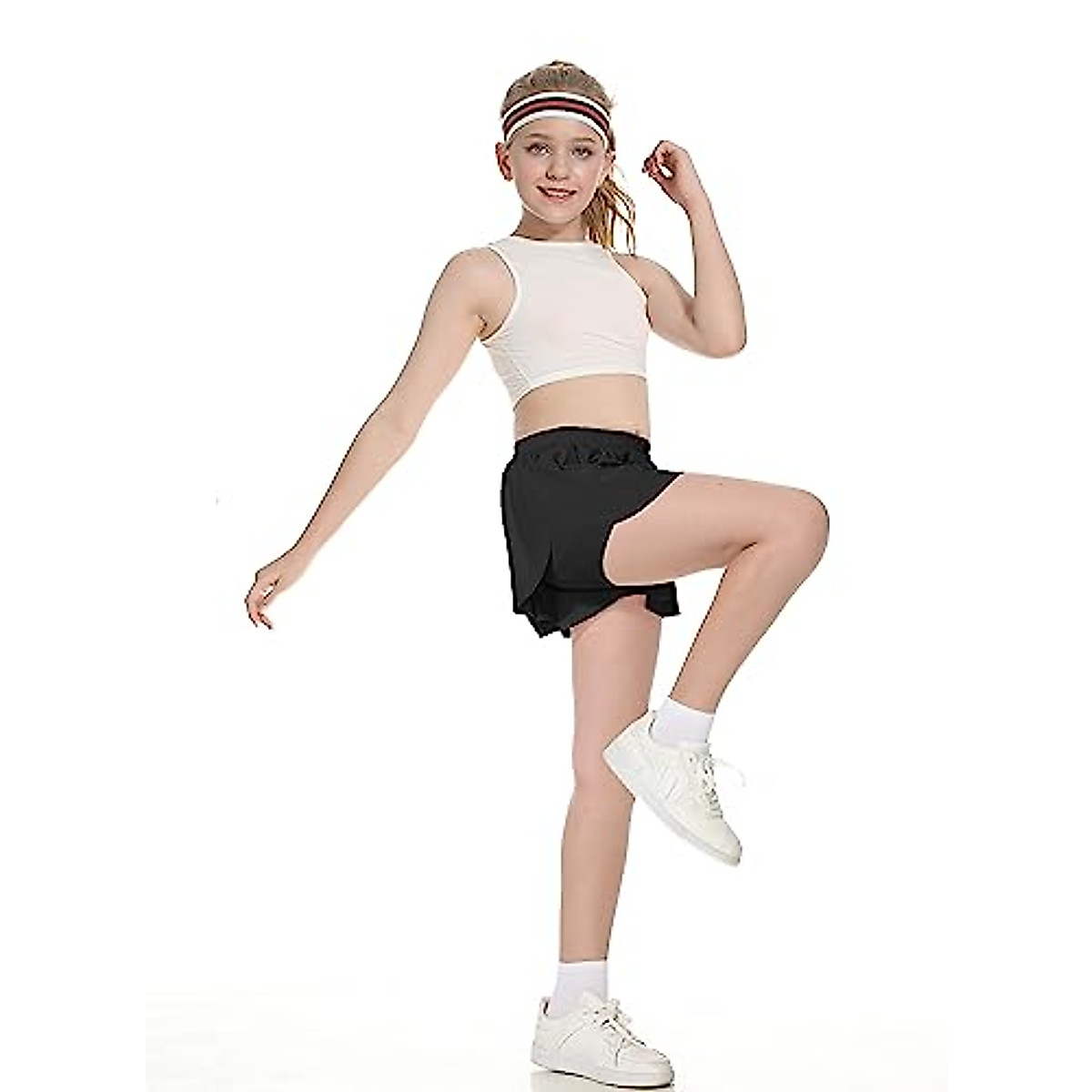 Flowy Shorts Girls Black Butterfly Tennis Skirts for Girls Teen Preppy Clothes Kids Activewear Cycling Shorts