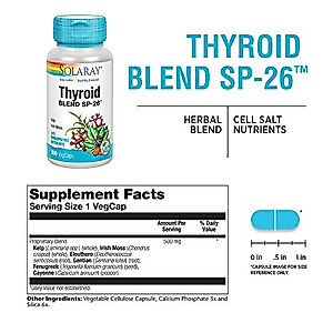 SOLARAY Thyroid Blend SP-26 | Herbal Blend w/ Cell Salt Nutrients to Help Support Healthy Thyroid Function | Non-GMO, Vegan | 100 VegCaps