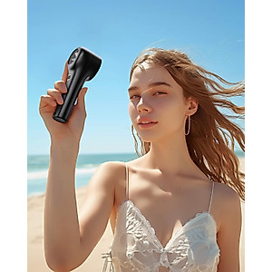 EasyAcc® AI Turbo Fan 3000mAh Upgraded Max 14500RPM Strong Airflow 12H Cooling Time Rechargeable Personal Battery Operated Mini Small Pocket Hand Fan with 4 Speeds for Travel/Outdoor/Office - Black