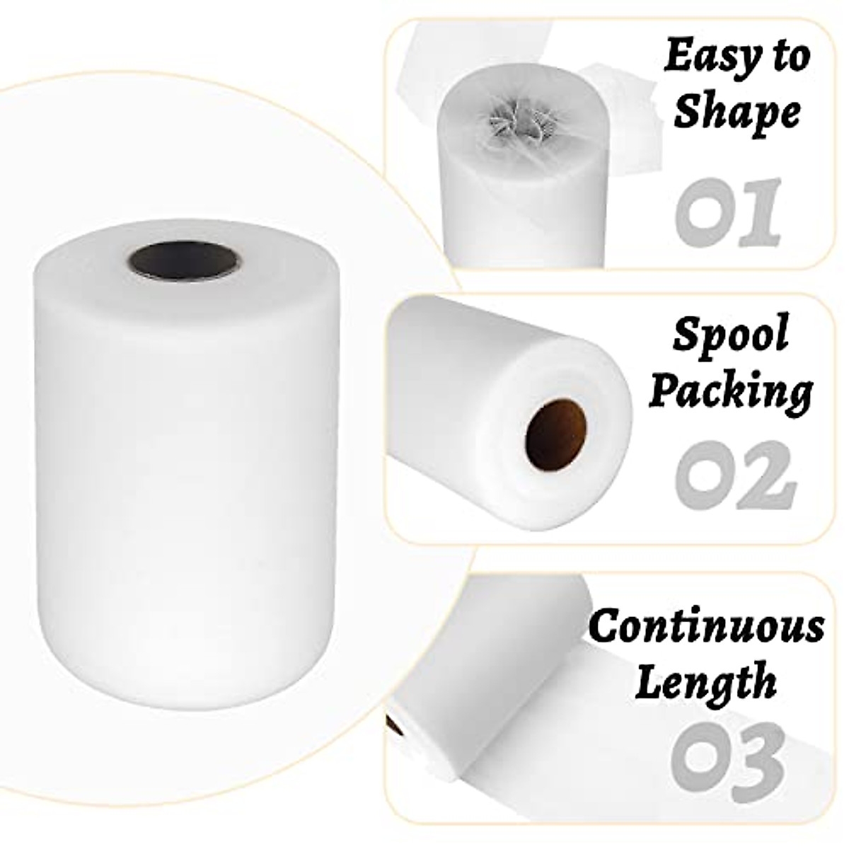 White Tulle Fabric, 6 Inch by 100 Yards Tulle Roll for Tutu Wedding Decoration DIY Crafts Gift Wrapping Party Backdrop Baby Shower Table Skirt