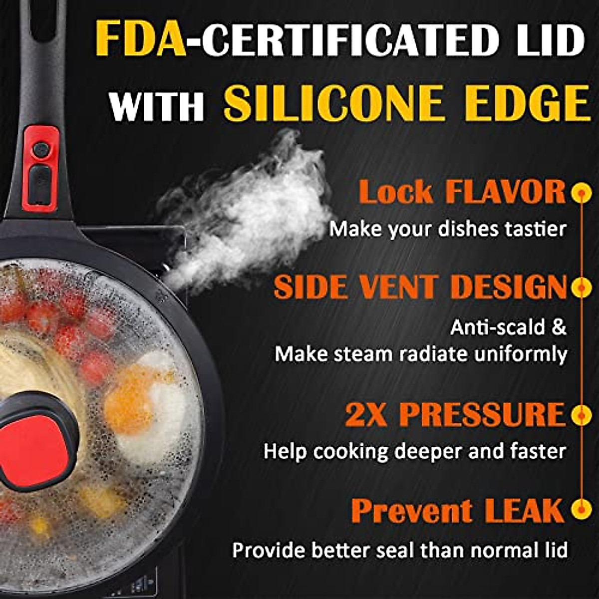 DIIG Nonstick Frying Pan Skillet with Silicone Lid, 11.5 Inch Saute Pan Omelet Sauce Pan Red Cookware, Chef Pan for Cooking with Detachable Handle, Induction Oven Safe All Stoves Compatible
