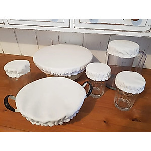 5-Pack Organic Bowl Cover Stretchable Reusable Linen Lids Food Storage Bowl Covers for Leftovers | 100% Cotton Cloth Machine Washable (S,M,L,XL,XXL)