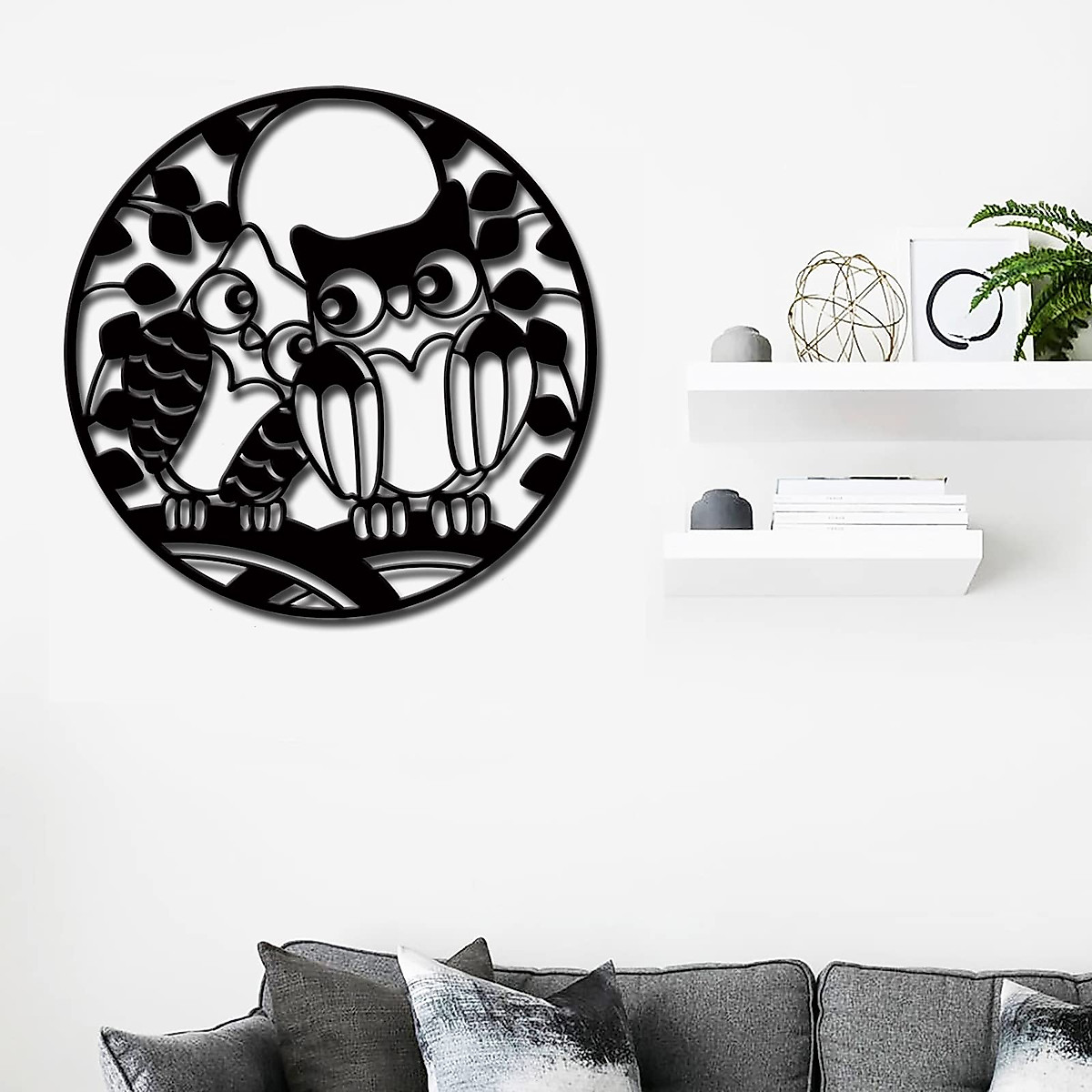 Artmyharbor Metal Owl Wall Decor Cute Owl Couple on Tree Branch Black Wall Hanging Art Rustic Animal Bird Sculpture Farmhouse Decor Home Garden Indoor Outdoor Decorations