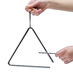 8 Inch Musical Triangle Instrument, Steel Triangle Percussion Bell With Striker