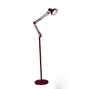 Floor lamp LED Floor Lamp Long Arm Folding Wrought Iron Floor Light Modern Simple Round Lampshade Reading Lamp Bedroom Living Room Floor Light (Color : Maroon, Size : Remote control)