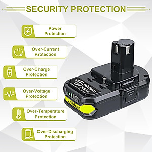 VANTTECH 2Pack P102 18V 3.0Ah Lithium Replacement Battery & P117 3A Fast Charger Compatible for Ryobi 18V Battery P103 P104 P105 P107 P108 P109 Compatible with Ryobi 18Volt Plus Power Cordless Tools