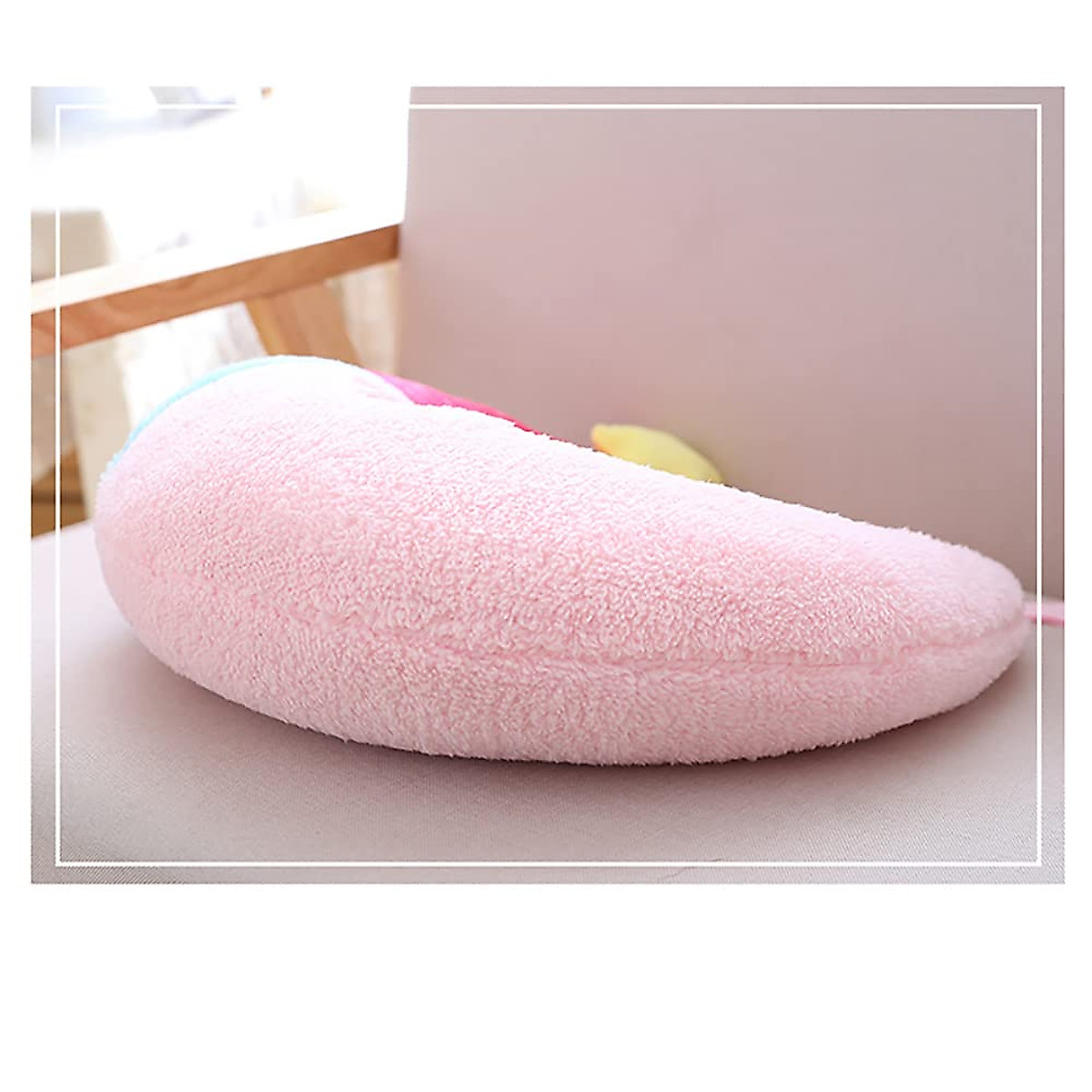 unlockgift Moon Shaped Pillows Plush Star Cloud Water Drops Cute Throw Pillows for Bedroom/Play Room/Nursery Decoration-Pink- Moon