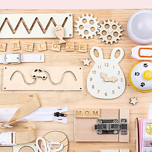 Gazechimp Kids Busy Board Walkway Slide Toy DIY Accessories Learning Skill Wooden Puzzle Sensory Toy Activity Center Board for Children Toddler - Car