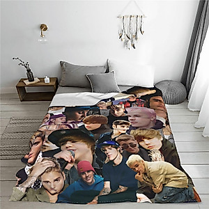 Singer Justin Blanket Throw Blanket Soft Plush Travel Blanket for Bedroom Living Room Couch Office All Season Gift for Women Men Girls Boys 50"x40"