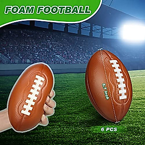 Jerify 6 Pieces Foam Football Kids Small Football Bulk Rugby Ball Toy Soft Football Easy Grip Youth Size for Footballs Party Training Toddler Pool Yard Outdoor Sport, 6.7 Inches, Brown