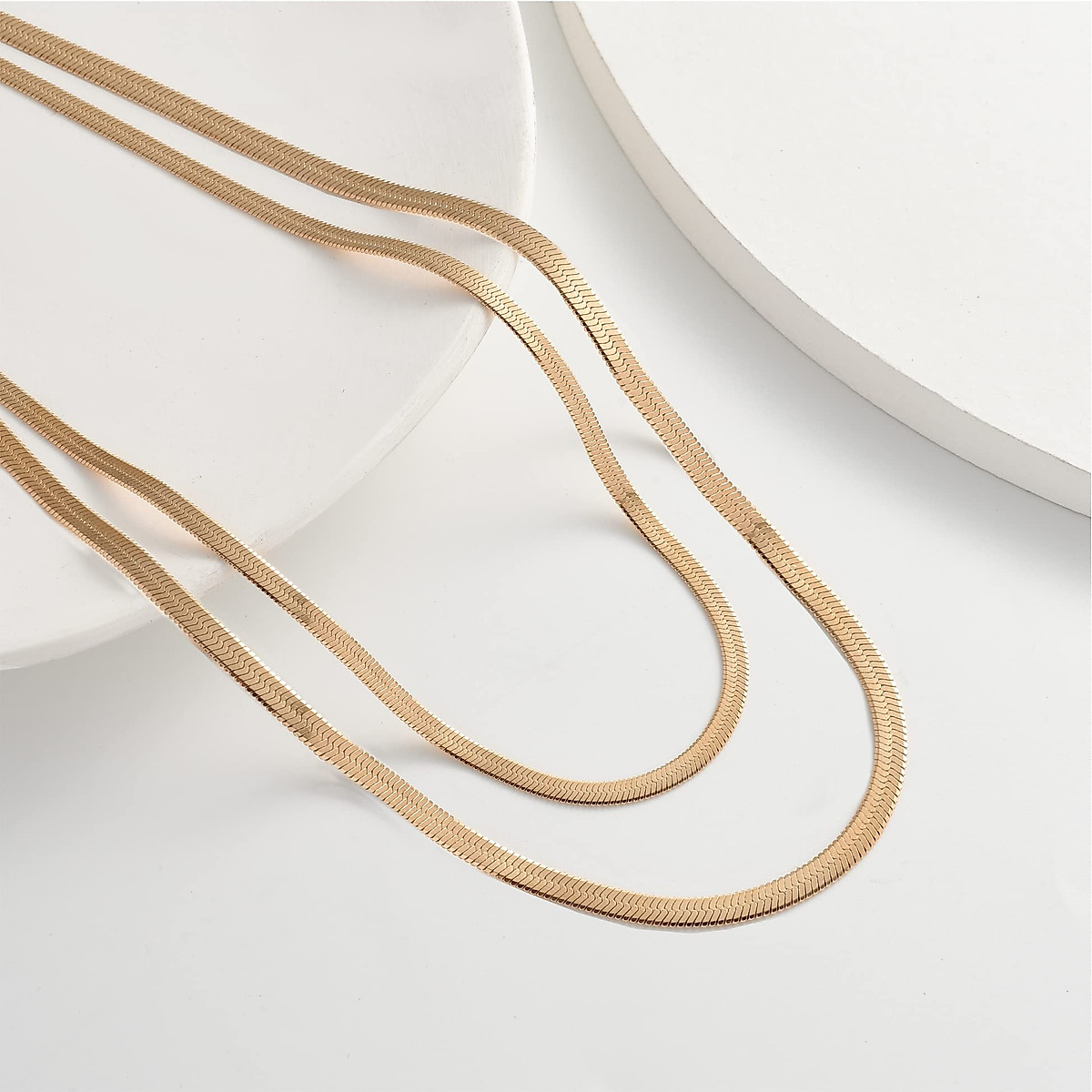 YANODA Herringbone Necklace for Women,14K Gold Necklaces for Women, Dainty Layered Gold Necklace for Women Thin Gold Snake Chain Necklaces Jewelry for Women